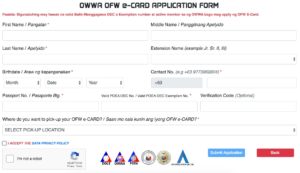 OWWA E-Card Application for OFW (Overseas Filipino Workers)